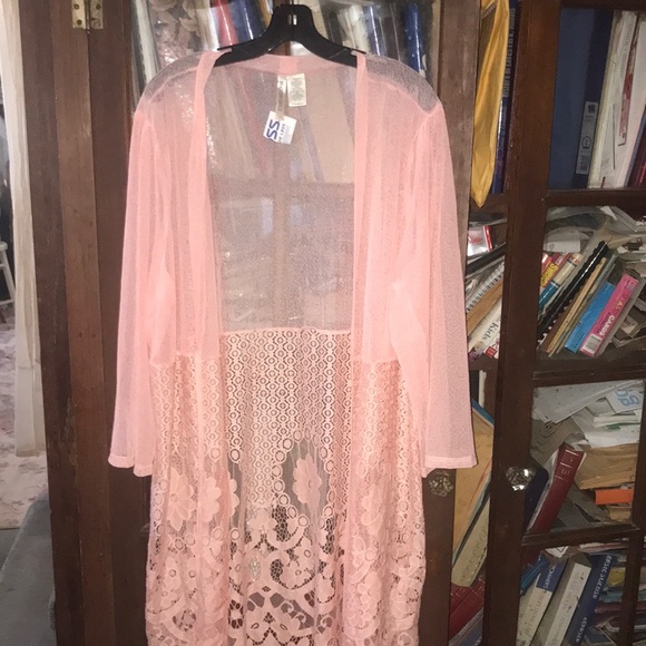 Jackets & Coats | Light Orange Pinkish Lace Long Duster | Poshmark